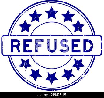 Grunge blue refused word rubber business seal stamp on white background ...