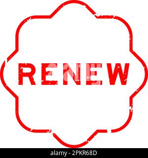 Grunge red renew word rubber seal stamp on white background Stock ...