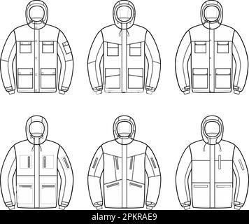 Long sleeve jacket technical fashion flat sketch vector illustration ...