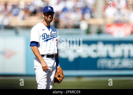 Los Angeles Dodgers third basemen Justin Turner (10) looks on during an ...