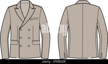 Blazer jacket suit technical fashion illustration with long sleeves ...