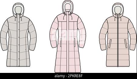 Womens winter quilted down jacket Stock Vector Image & Art - Alamy