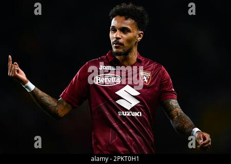 Valentino Lazaro of Torino FC gestures during the Serie A football ...