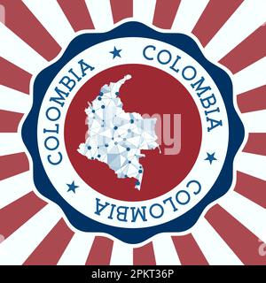 Colombia logo. Sign with the map of the country and colored stripes ...