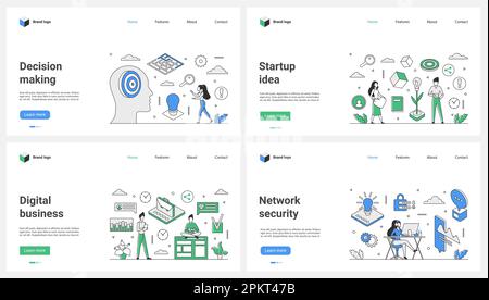 Decision-making web or landing set. Strategic thinking, brainstorming ...