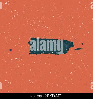 Puerto Rico vintage map. Grunge poster with map of the country in retro ...