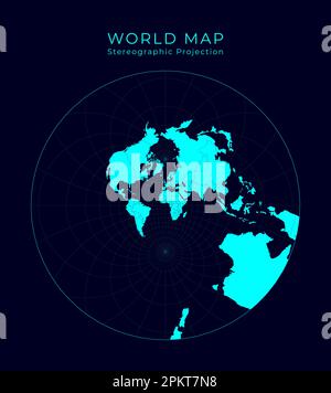 World Map. Stereographic. Futuristic world illustration for your ...