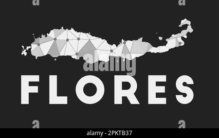 Flores icon. Island map on dark background. Stylish Flores map with ...
