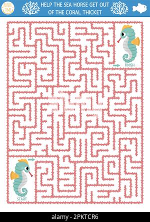 Under the sea geometrical maze for kids. Ocean preschool printable ...
