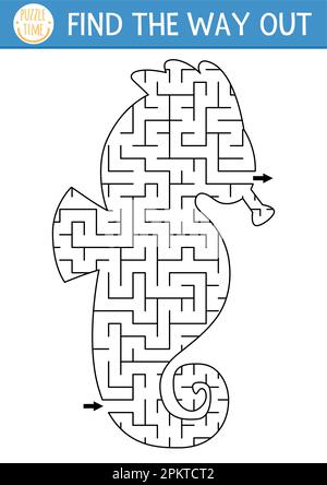 Under the sea geometrical maze for kids. Ocean preschool printable ...