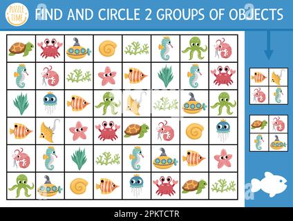 Under the sea I spy game for kids. Searching and counting activity with ...