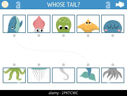 Matching game. Match halves of fish. Educational game for children ...