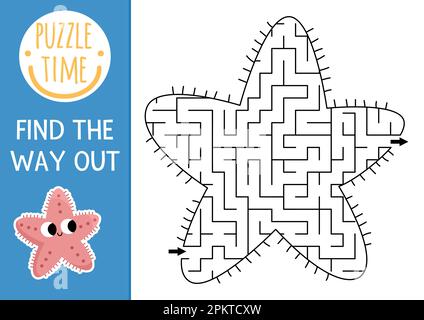 Labyrinth maze of cartoon funny underwater animals and fish. Vector ...