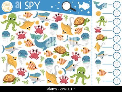 Vector under the sea searching game with sea landscape, submarine ...