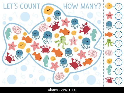 Under the sea I spy game for kids. Searching and counting activity with ...