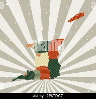 Trinidad and Tobago poster. Map of the country with colorful regions ...