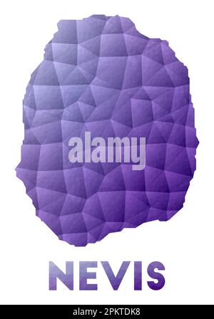 Nevis icon. Polygonal map of the island in gradient ring. Round low ...