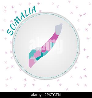 Somalia map. Poster with map of the country in retro color palette ...