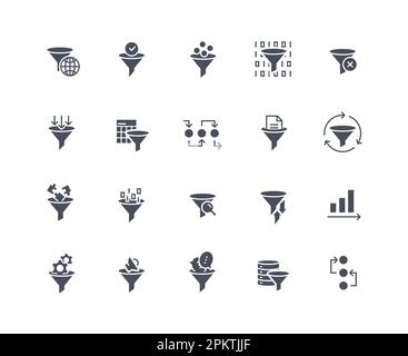 Information stream line icons collection. Data, Knowledge, News, Flow ...