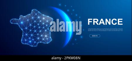 France 3d low poly website template. France map design illustration concept. Polygonal Country ...