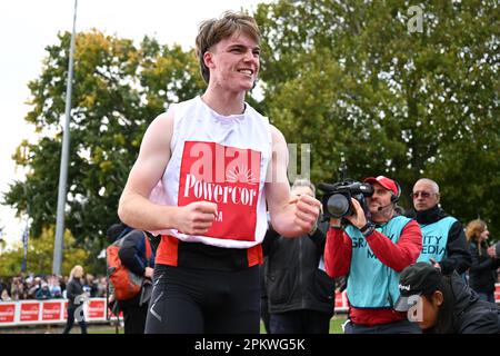 Ryan Tarrant (right) celebrates winning the Stawell Gift 120 Metres ...