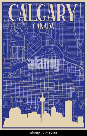 Road network poster of the downtown CALGARY, CANADA Stock Vector Image ...