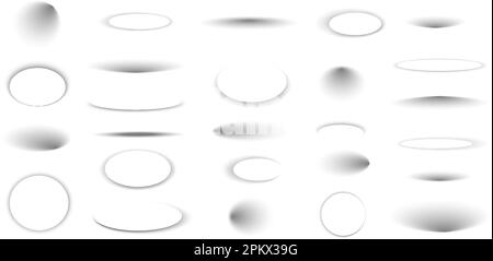 Set of circular and ellipse shadow effects isolated on transporent ...