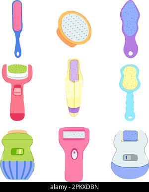 callus remover set cartoon. pedicure care, electric body, remover hand ...