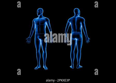 Human Man Body on Black Glow silhouette, 3D Rendering Stock Photo - Alamy