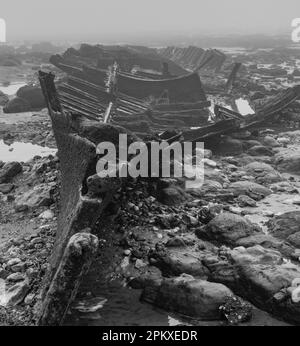 The wreck of the steam trawler Sheraton on the beach below St Edmund's ...