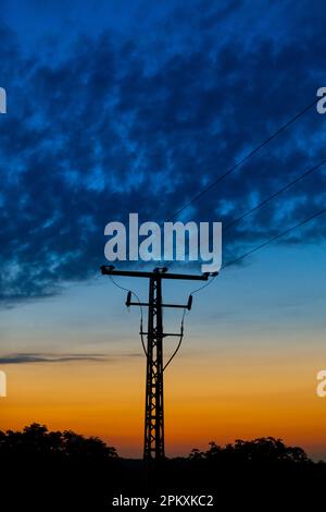 Lattice mast against night sky with fab course blue orange Stock Photo ...