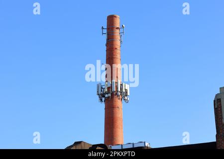Telecom equipment and cellphone antennas installed on an industrial ...