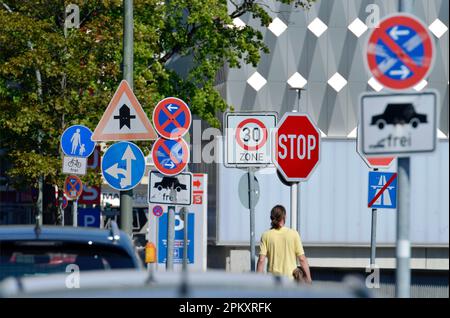 Forest of traffic signs, Schwarzbacher Strasse, Halensee, Berlin ...