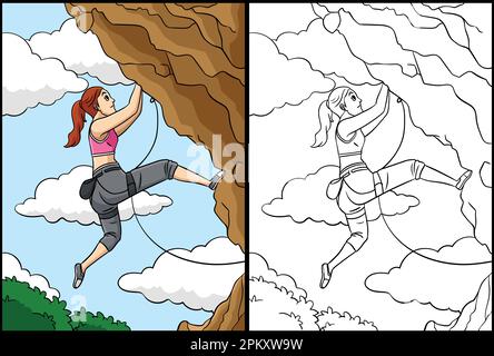 Rock Climber Colored Cartoon Illustration Stock Vector Image & Art - Alamy