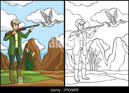 Duck Hunter Cartoon Colored Clipart Illustration Stock Vector Image ...