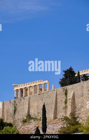View of the Acropolis Wall from below Stock Photo - Alamy