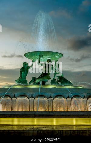 Malta, Floriana: The imposing Triton Fountain, designed by Vincent Apap ...