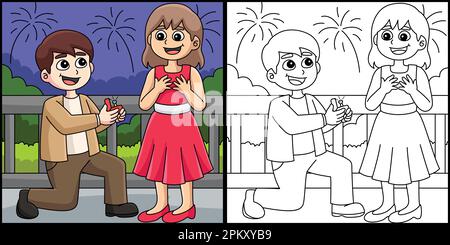 Wedding Ring Coloring Page Colored Illustration Stock Vector Image ...