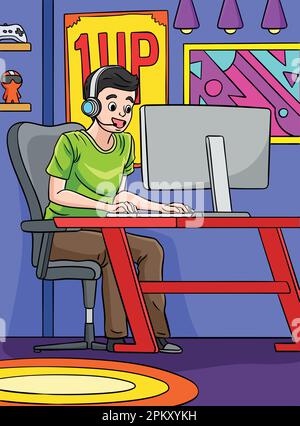 Gamer Cartoon Colored Clipart Illustration Stock Vector Image & Art - Alamy
