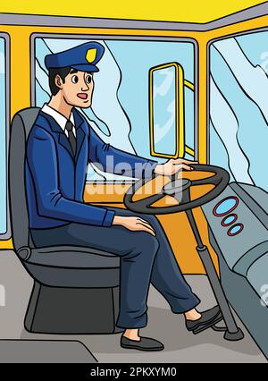 Bus Driver Cartoon Colored Clipart Illustration Stock Vector Image ...