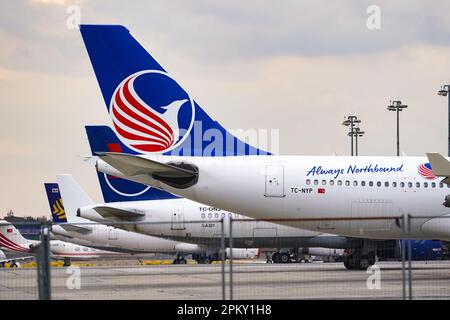 ISTANBUL, TURKIYE - OCTOBER 08, 2022: Emergency exit of Air Baltic ...