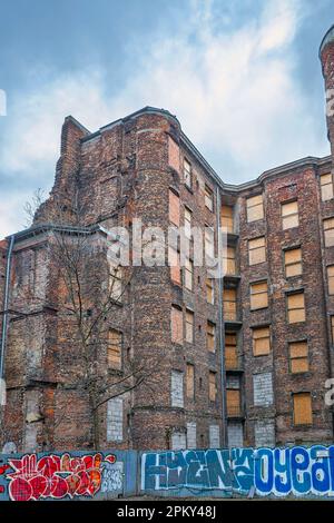 Preserved but ruined tenement buildings on Walicow Street in the former ...