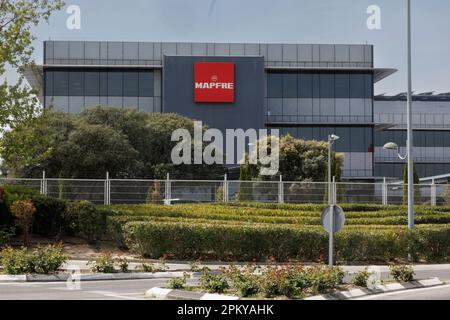 Facade of Mapfre's headquarters on April 10, 2023, in Madrid, Spain ...