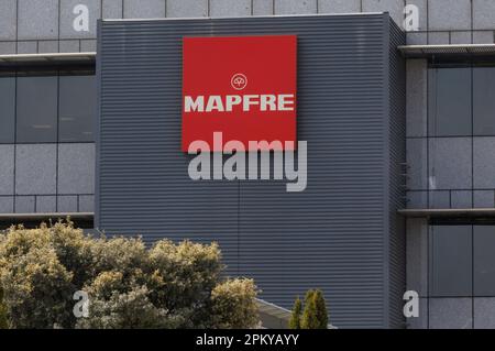 Facade of Mapfre's headquarters on April 10, 2023, in Madrid, Spain ...