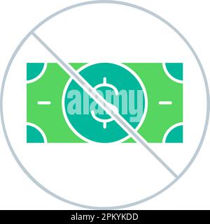 Money banknotes with prohibition sign, no money, credit rejection grey ...