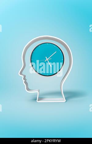 Human brain and alarm clock in the pink background, Human biological ...