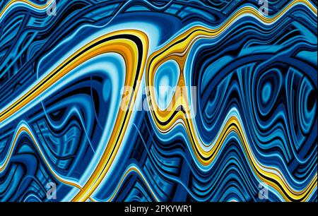 Yellow and blue curves forming surreal fractal illustration Stock Photo ...