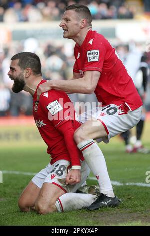 Wrexham's Elliot Lee celebrates scoring their side's third goal of the ...
