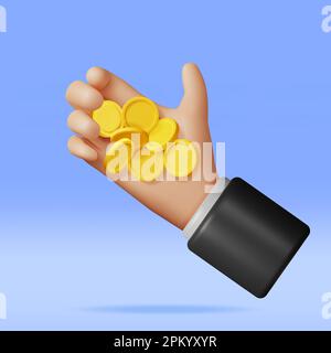 3D Hand Full of Gold Coins Stock Vector Image & Art - Alamy