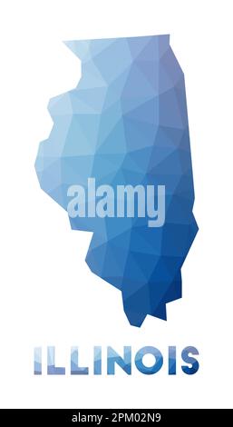 Illinois map. Geometric style US state outline with counties. Beautiful ...